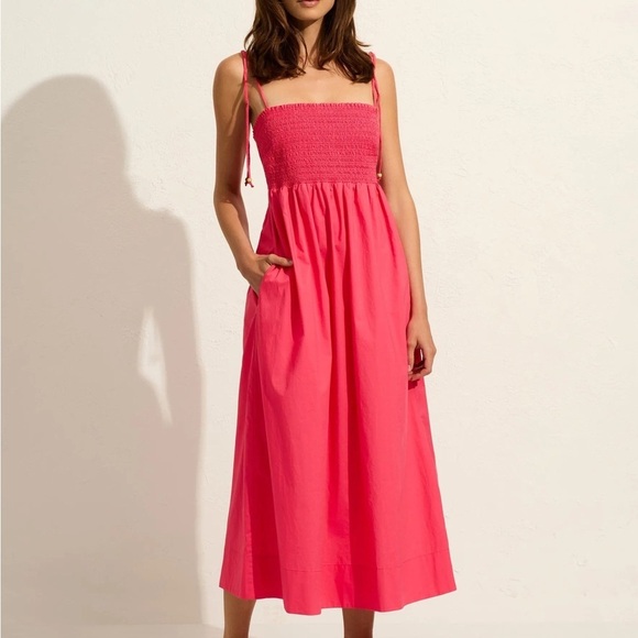 Auguste The Label | Dresses | Auguste The Label Red Smocked Midi Dress ...
